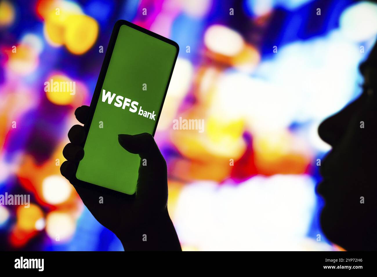In this photo illustration, the WSFS Bank logo seen displayed on a ...