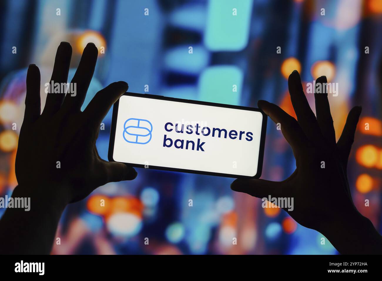 In this photo illustration, the Customers Bank logo seen displayed on a ...
