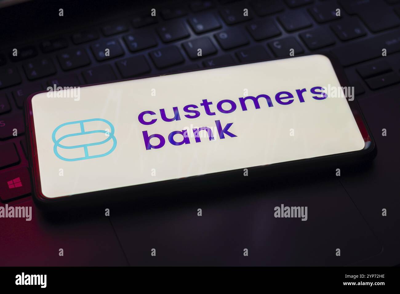 In this photo illustration, the Customers Bank logo seen displayed on a ...
