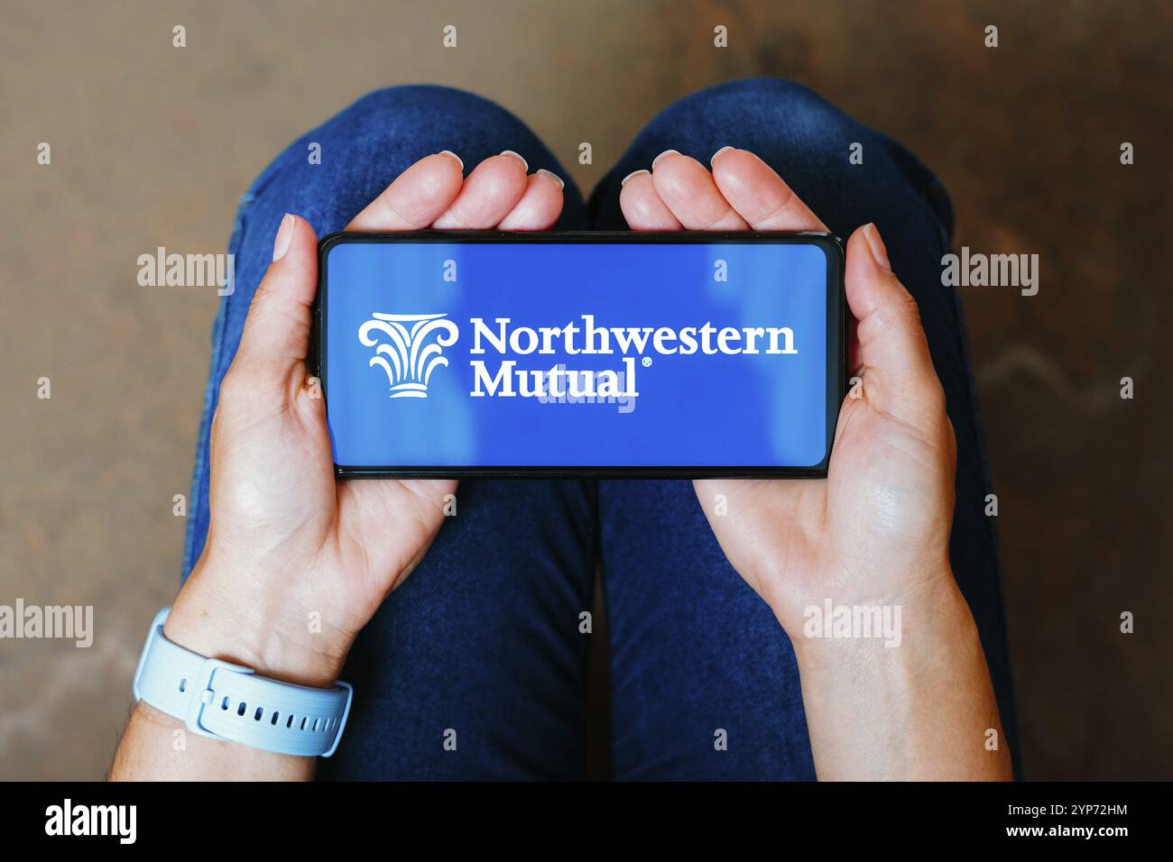 In this photo illustration, the Northwestern Mutual logo is displayed ...