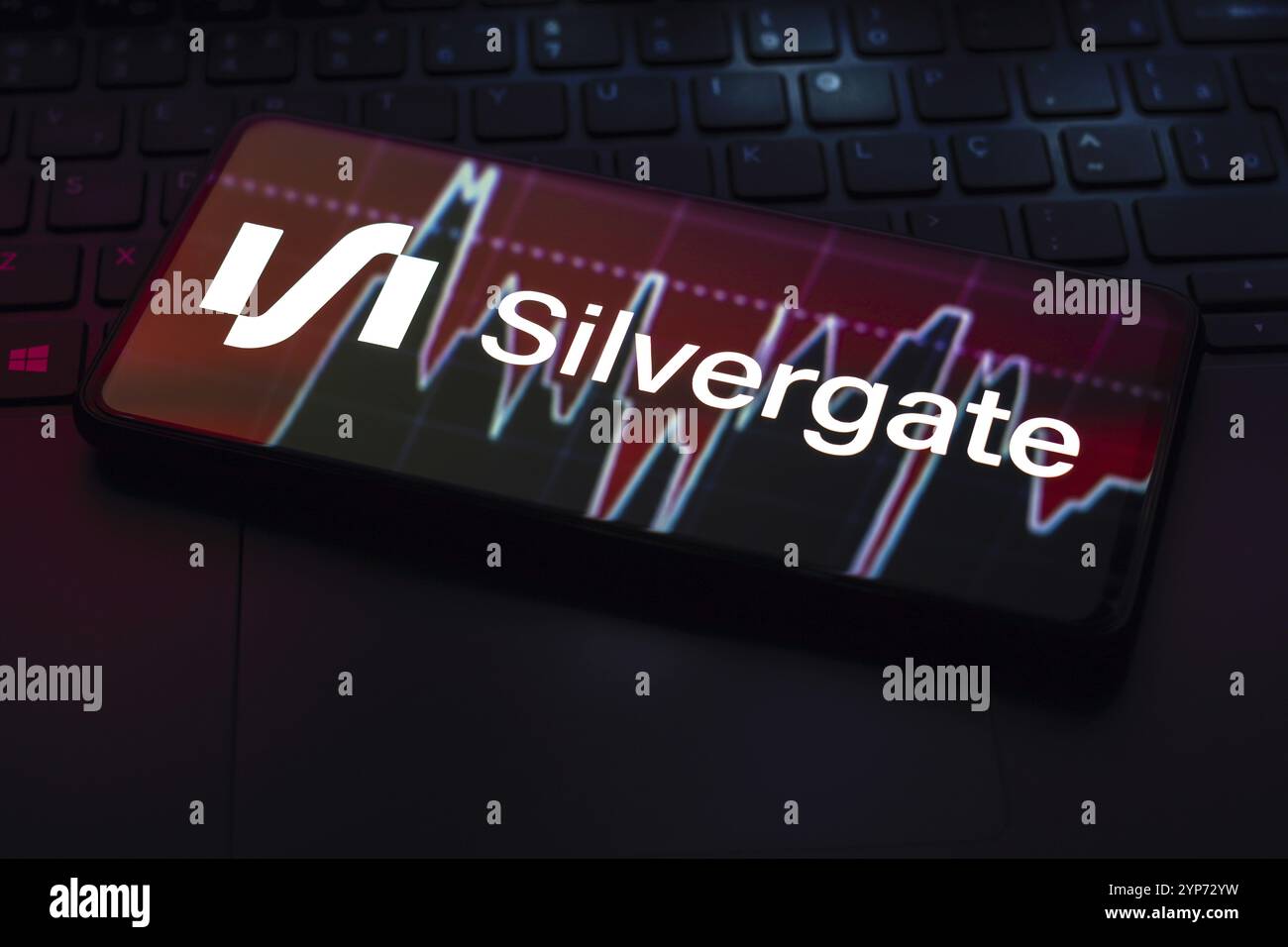 In this photo illustration, the Silvergate logo seen displayed on a ...