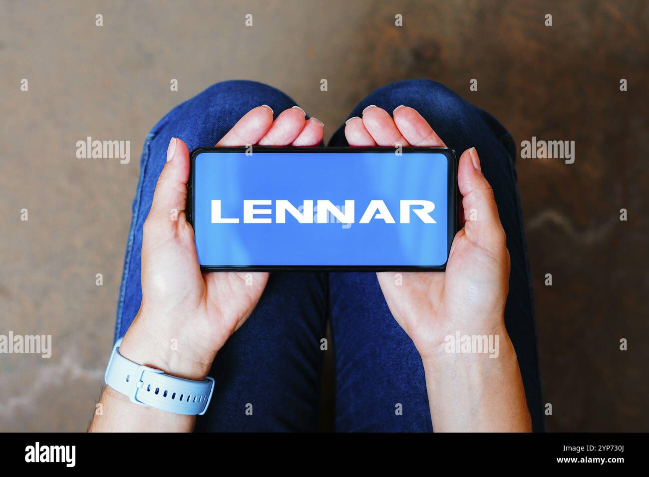 In this photo illustration, the Lennar Corporation logo is displayed on ...