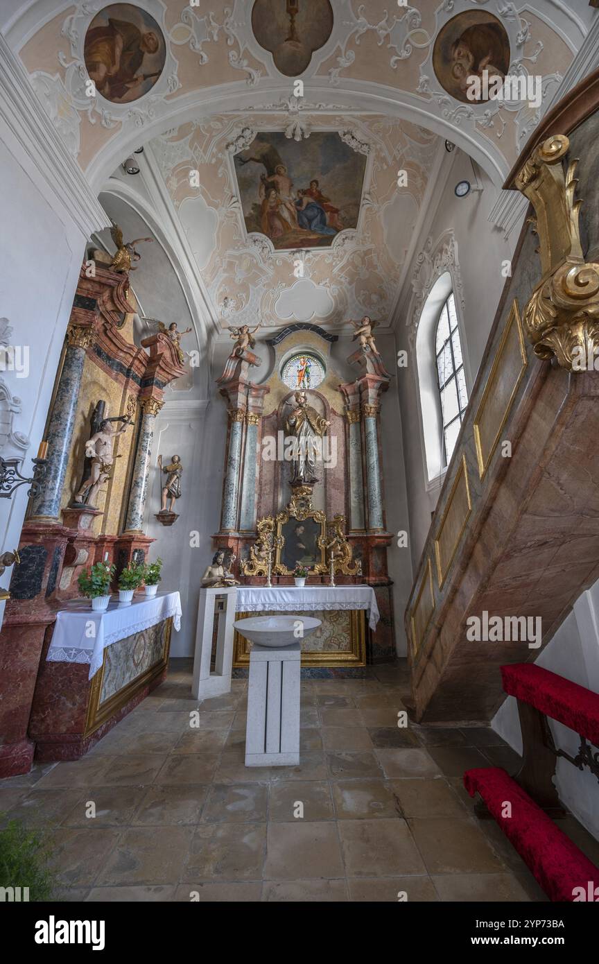Side altar of the parish church of St. John the Baptist, built in 1475 ...