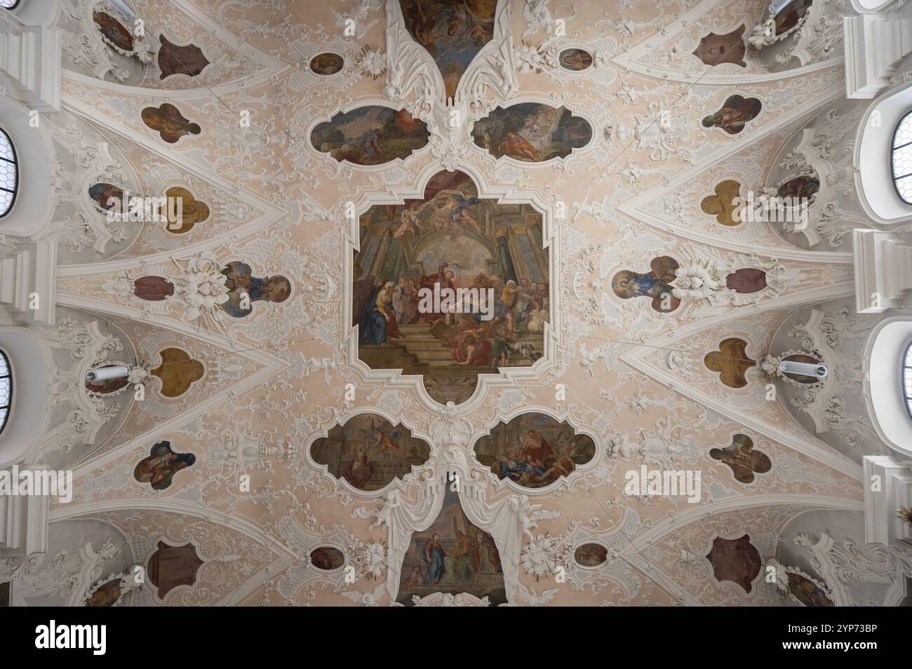 Vaults with stucco work and frescoes in the parish church of St. John ...
