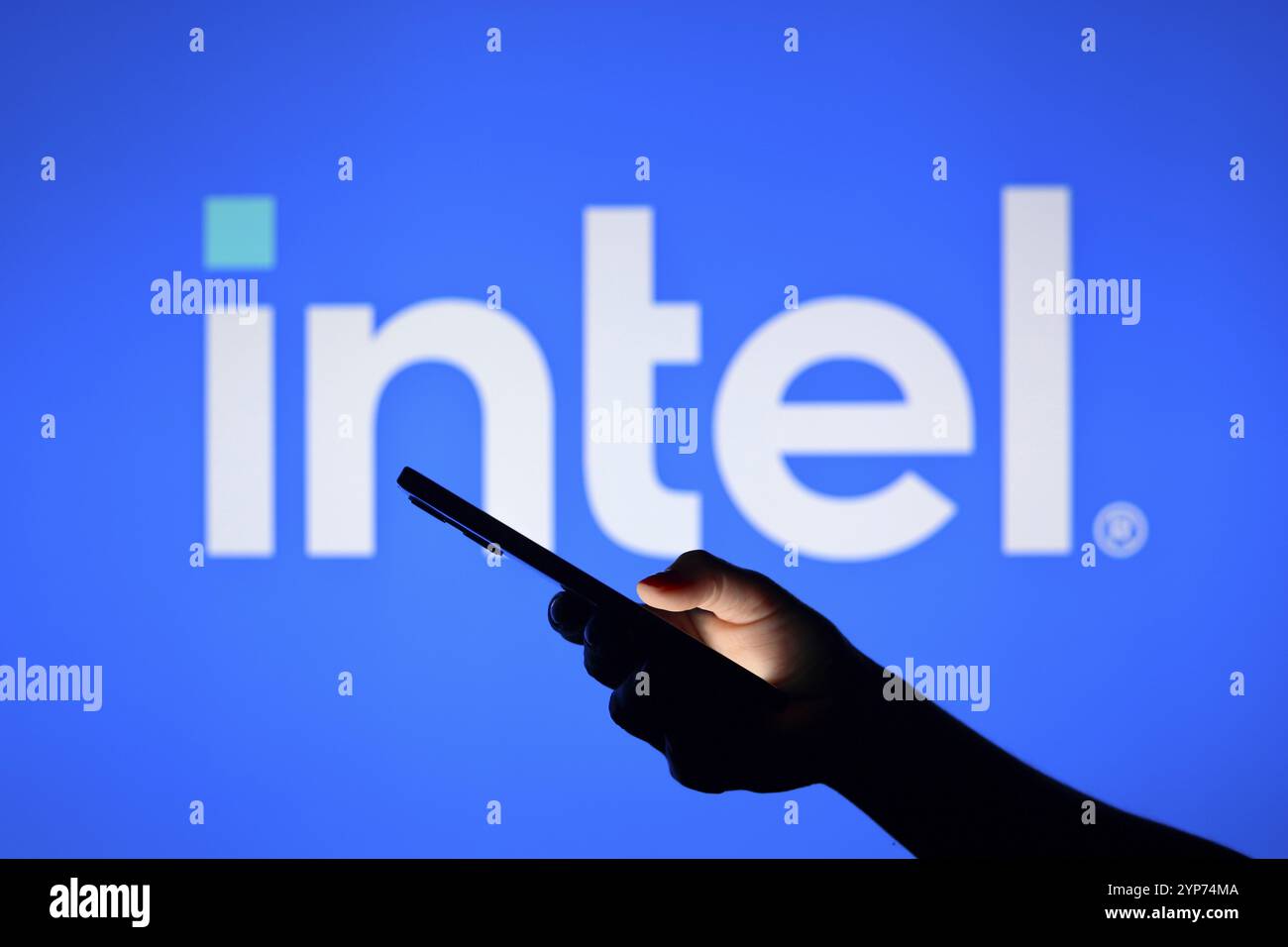 In this photo illustration, the Intel Corporation logo seen in the ...