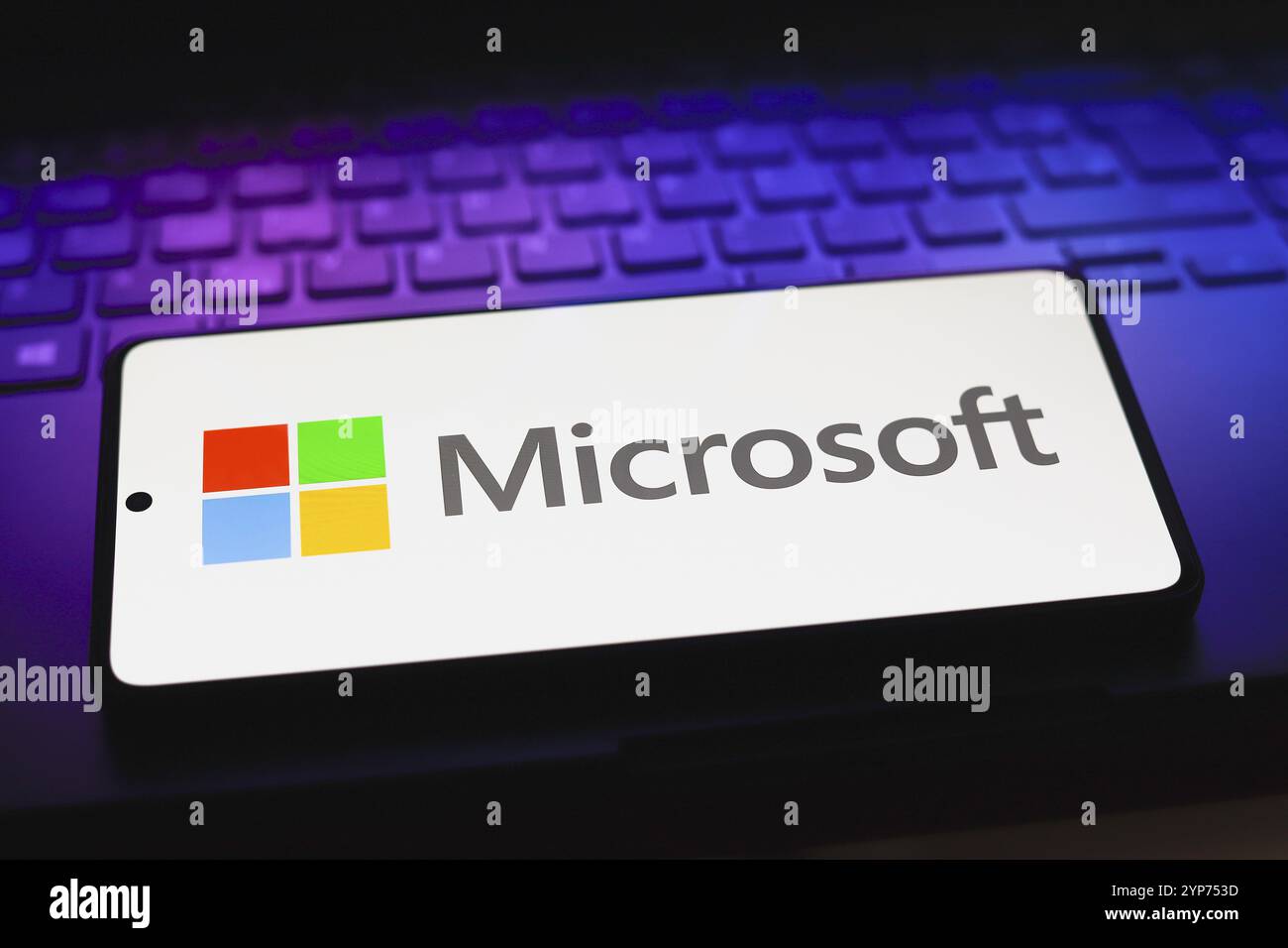 In this photo illustration, the Microsoft Corporation logo is displayed ...