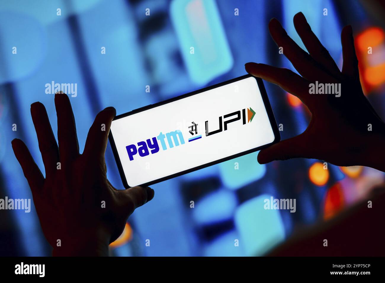 In this photo illustration, the Paytm logo is displayed on a smartphone screen Stock Photo - Alamy