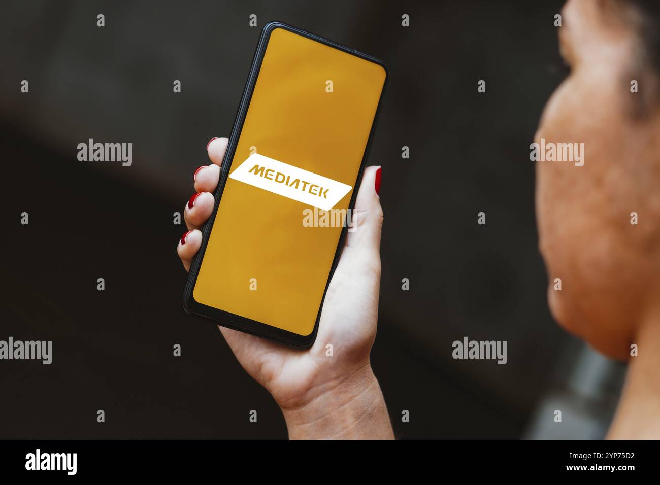 In this photo illustration, the MediaTek logo is displayed on a ...