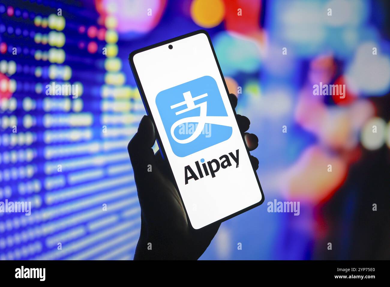 In this photo illustration, the Alipay logo is displayed on a smartphone screen Stock Photo - Alamy