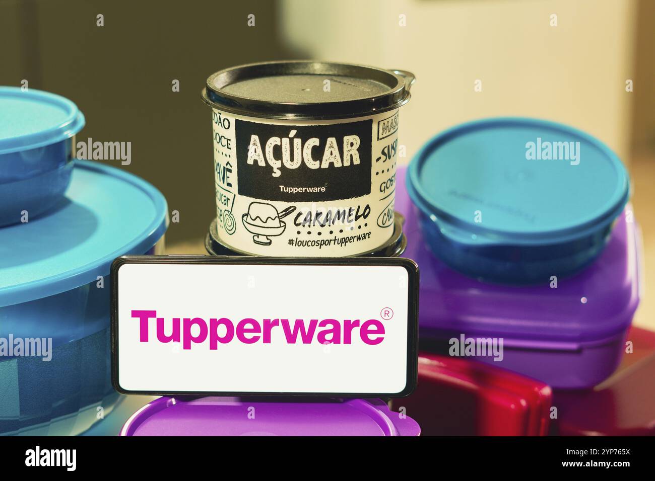 In this photo illustration, a pile of various plastic products next to ...