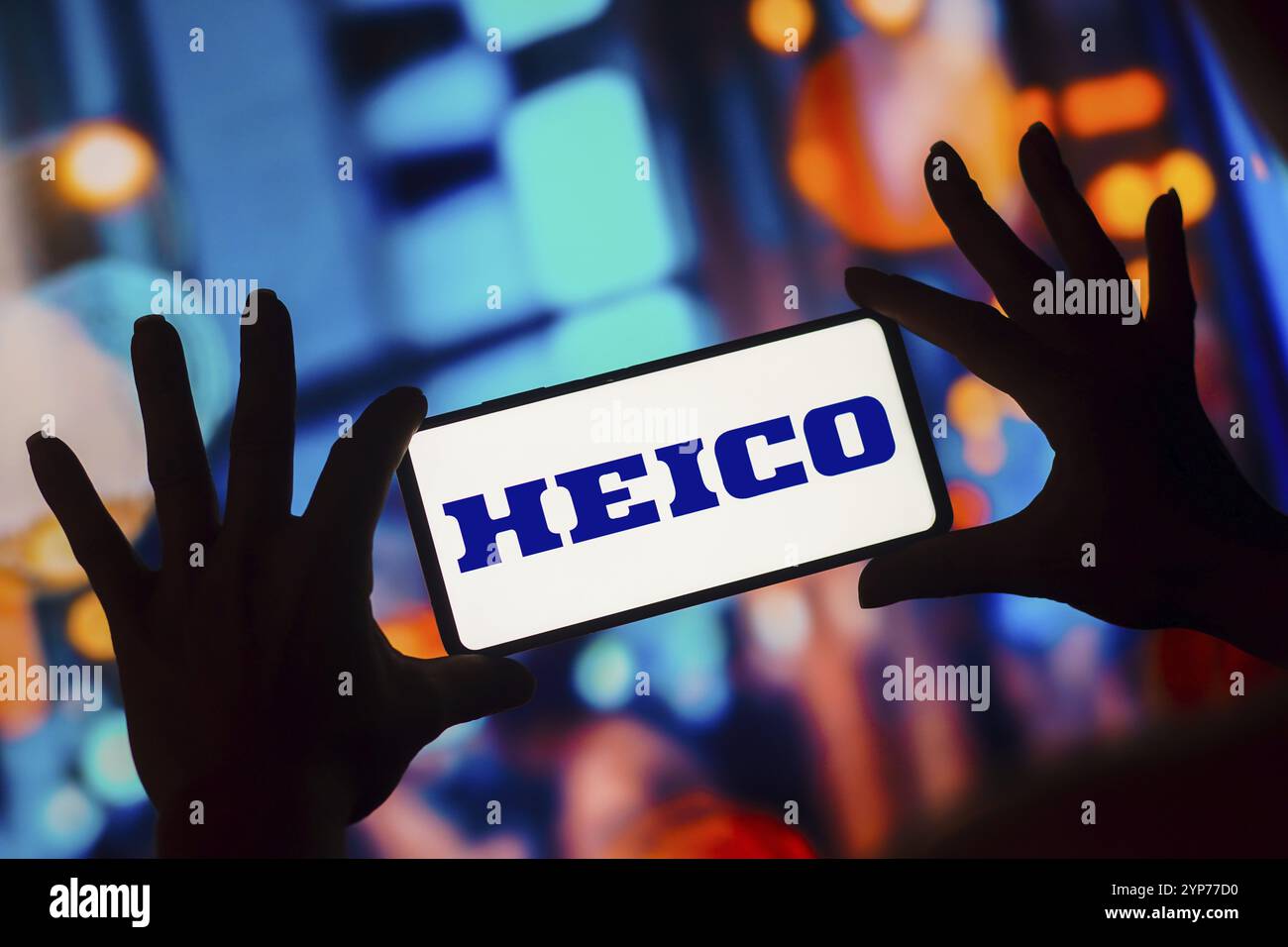 In this photo illustration, the HEICO Corporation logo is displayed on ...