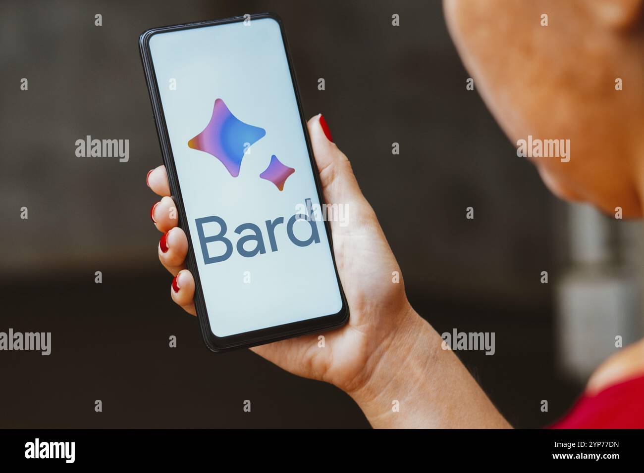 In this photo illustration, the Google Bard logo is displayed on a ...