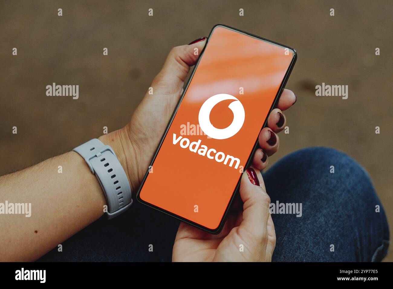 In this photo illustration, the Vodacom logo is displayed on a ...