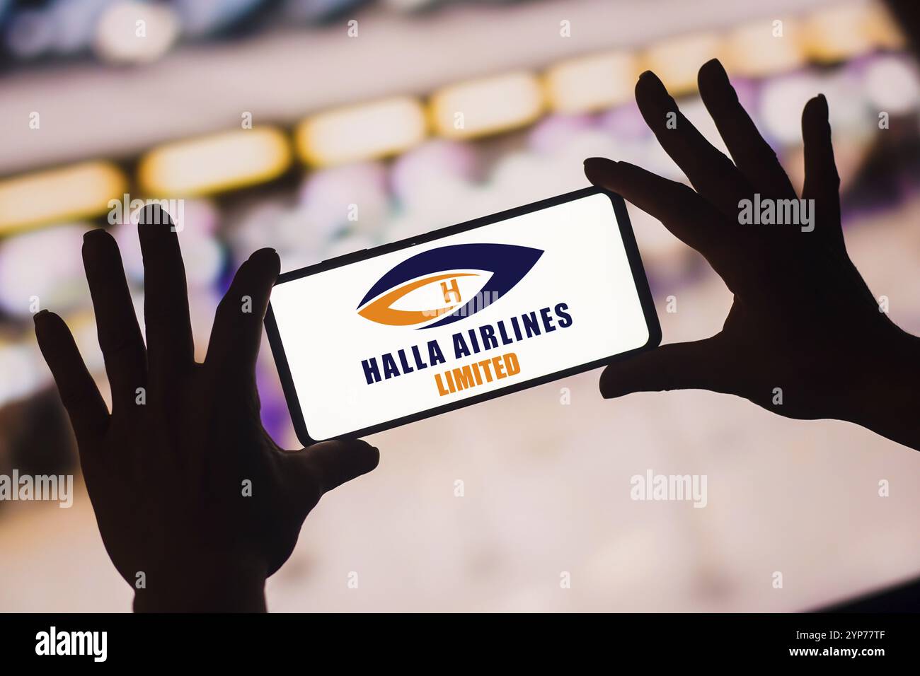In this photo illustration, the Halla Airlines Limited logo is ...