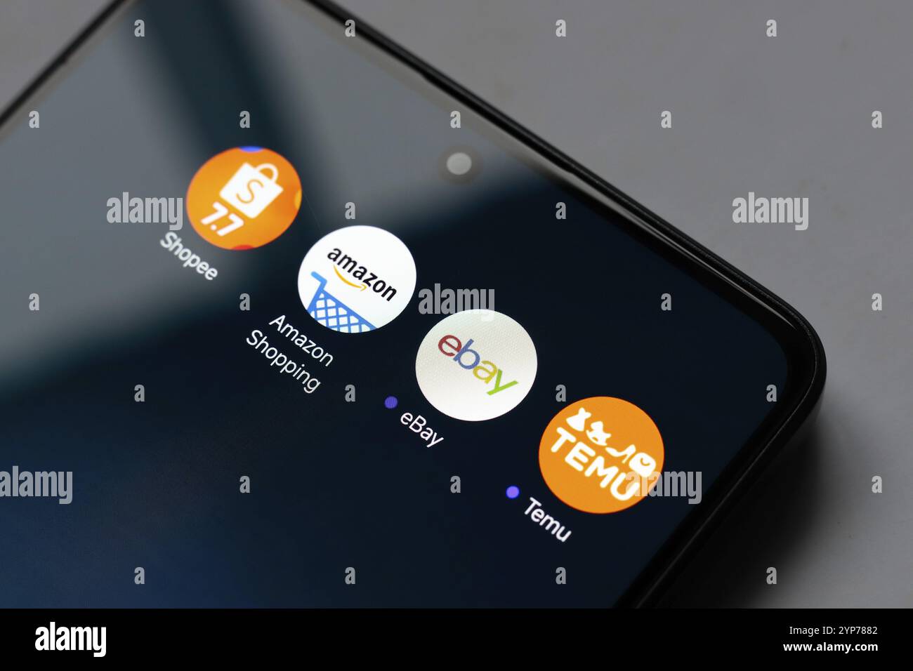 In this photo illustration, the app logo Shopee, Amazon Shopping, Ebay ...