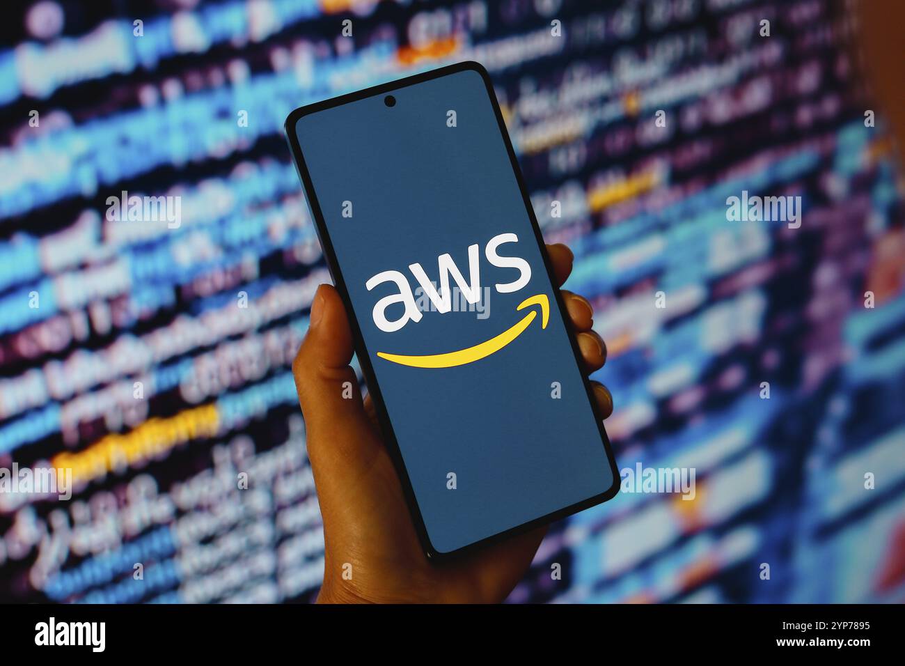 (AWS) logo is displayed on a smartphone screen Stock Photo - Alamy