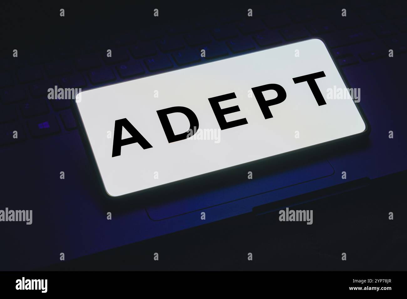 In this photo illustration, the Adept AI logo is displayed on a ...