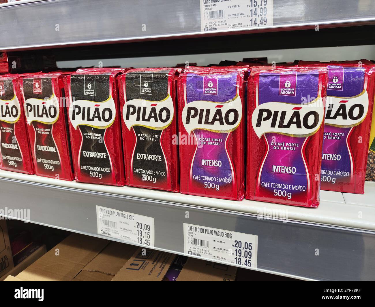 Pilao brand coffee is seen being sold on the shelf of a supermarket in ...