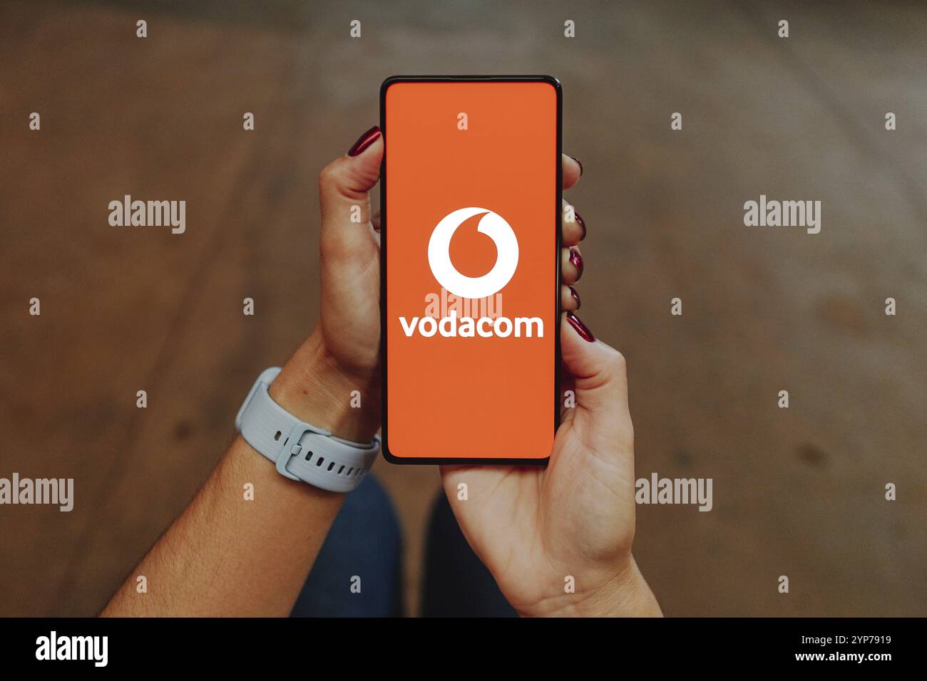In this photo illustration, the Vodacom logo is displayed on a ...