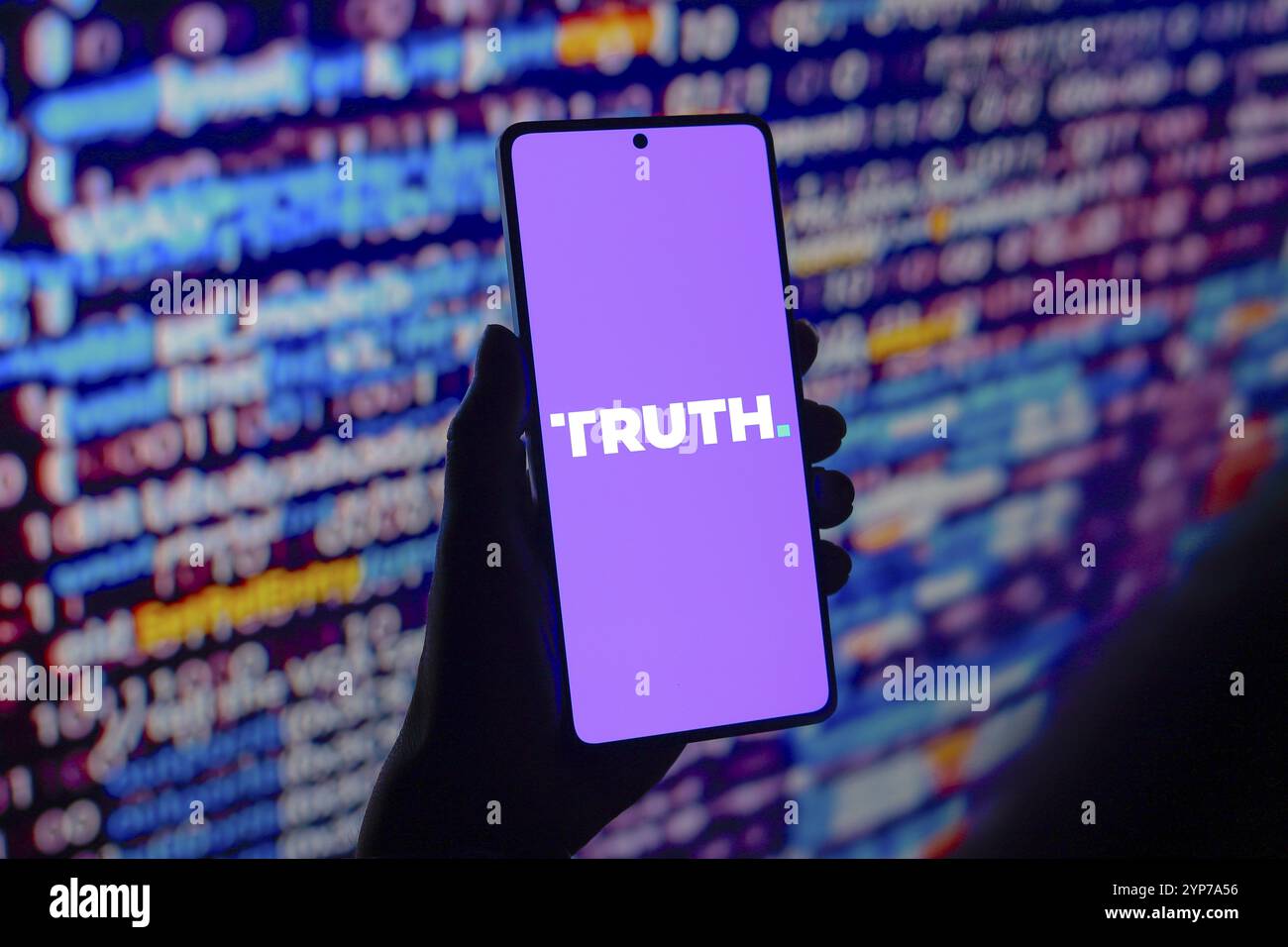 In this photo illustration, the Truth Social logo is displayed on a ...