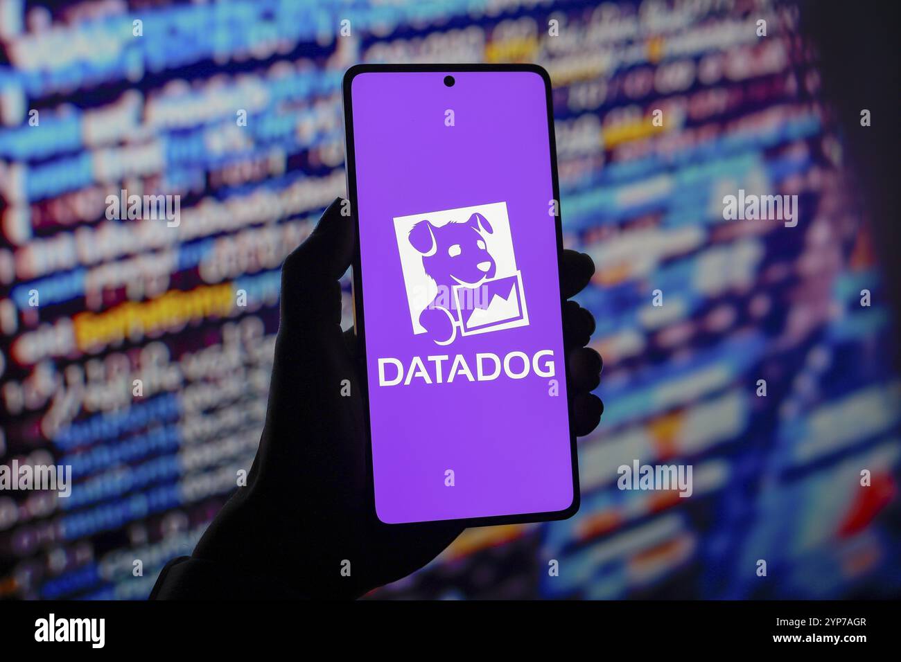 In this photo illustration, the Datadog logo is displayed on a smartphone screen Stock Photo - Alamy
