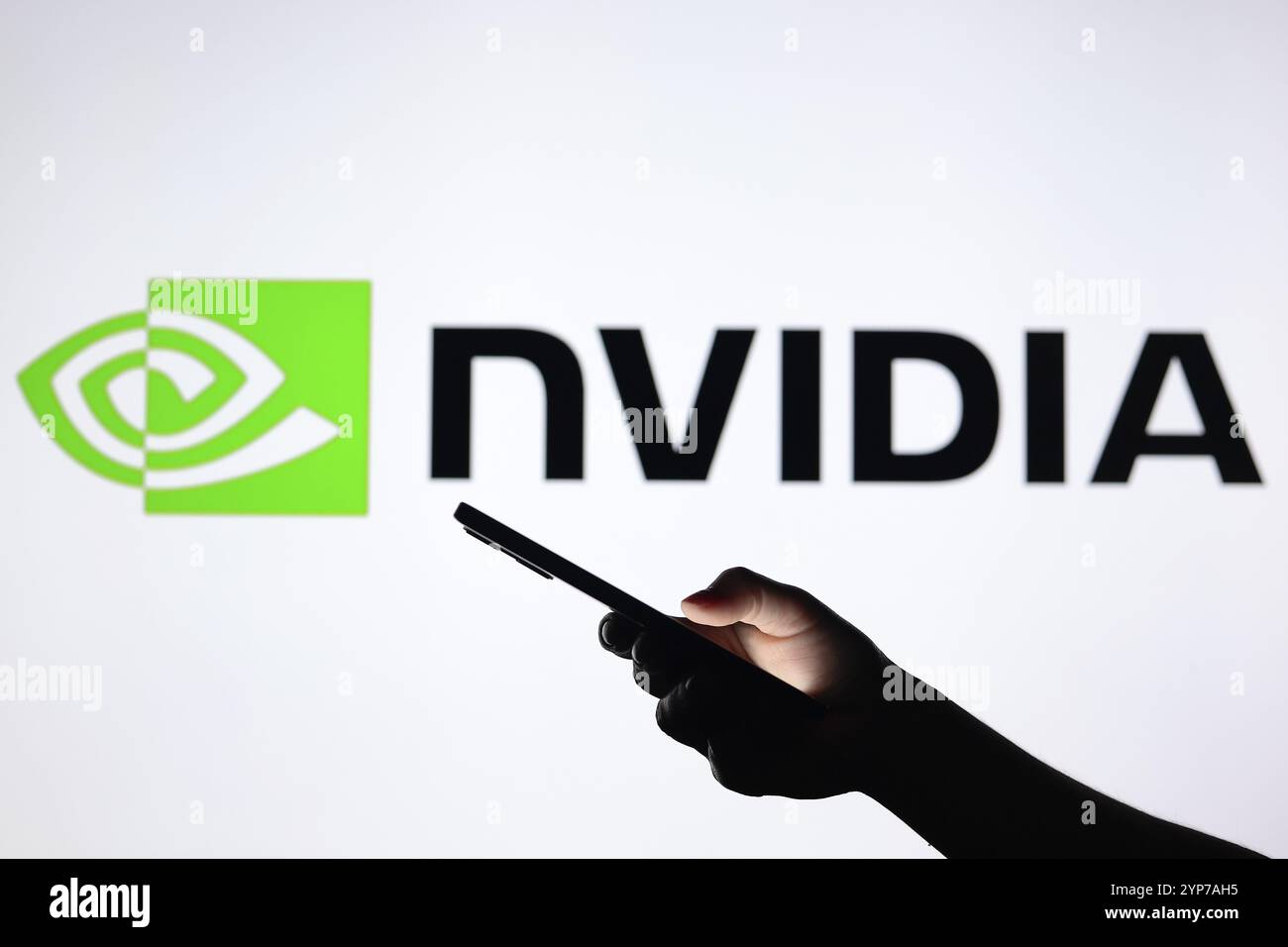 In this photo illustration, the Nvidia Corporation logo seen in the ...