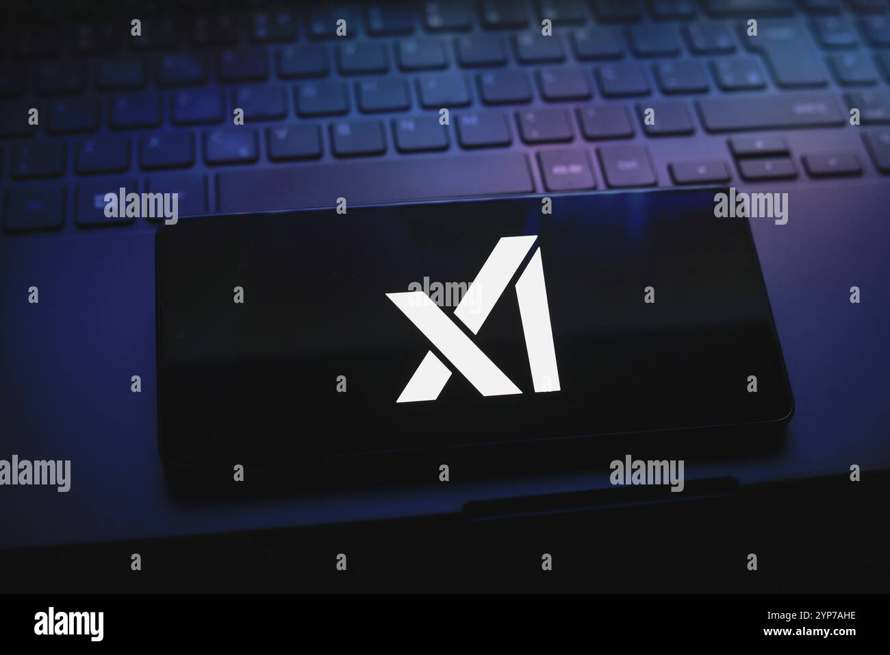 In this photo illustration, the xAI logo is displayed on a smartphone ...