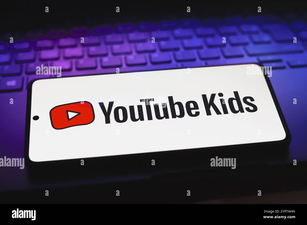 In this photo illustration, the YouTube Kids logo is displayed on a ...