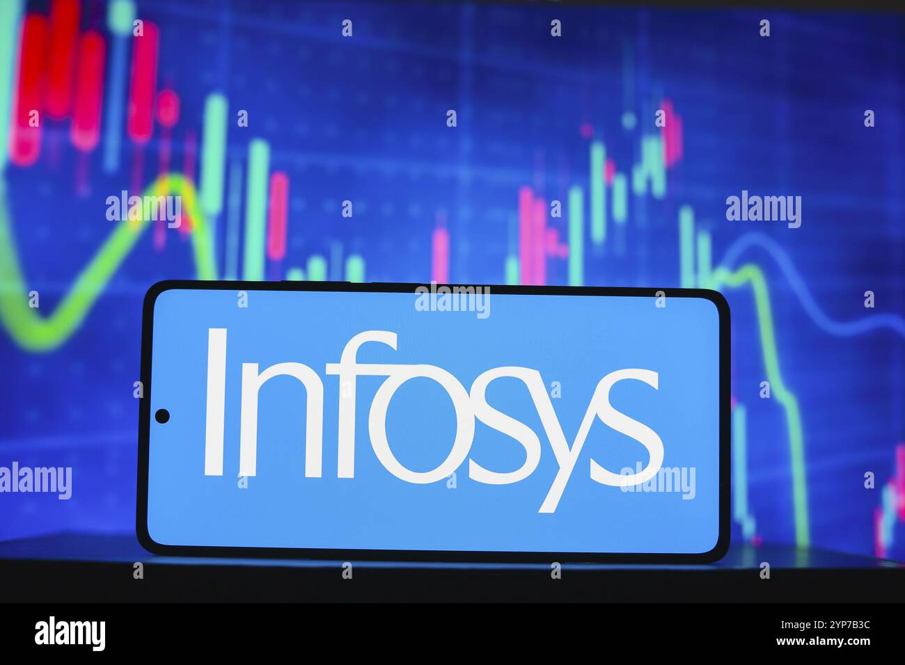 In this photo illustration, the Infosys Limited logo is displayed on a ...