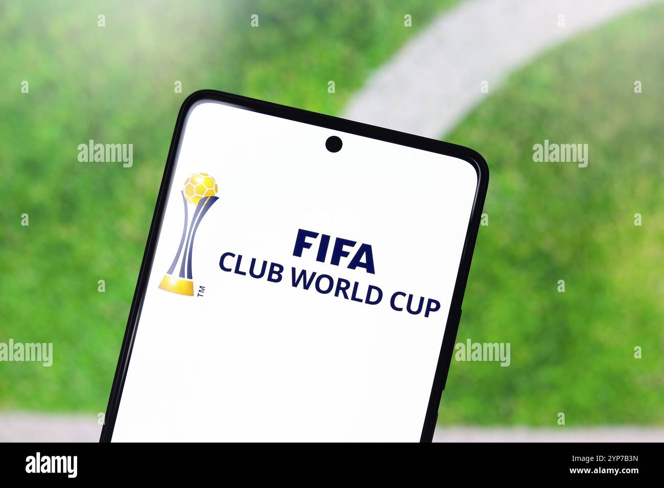 In this photo illustration, the FIFA Club World Cup logo is displayed ...