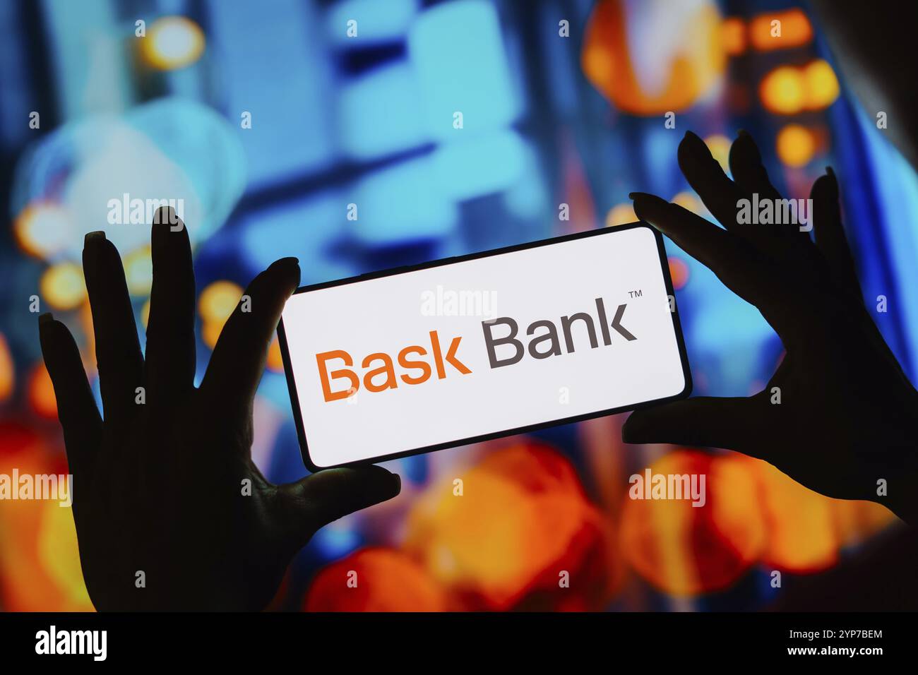 In this photo illustration, the Bask Bank logo is displayed on a ...