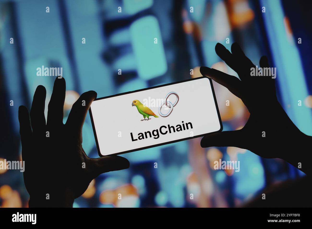 In this photo illustration, the LangChain logo is displayed on a ...