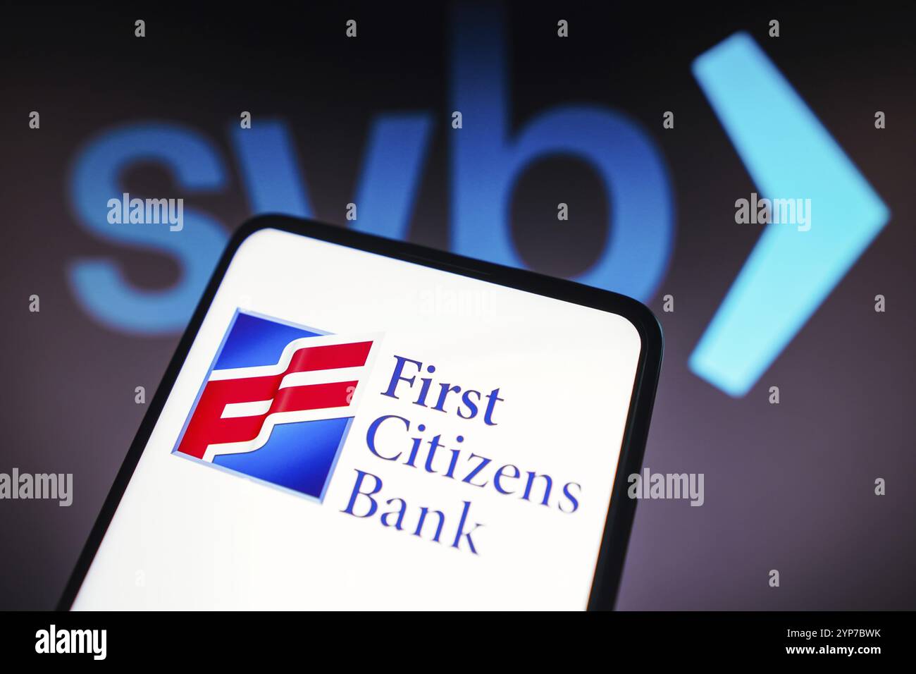 In this photo illustration the First Citizens Bank logo seen displayed ...