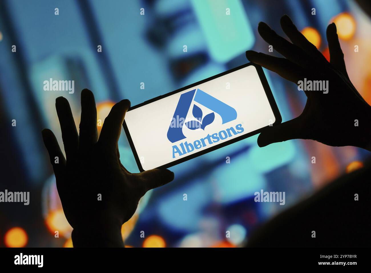 In this photo illustration, the Albertsons Companies logo seen ...