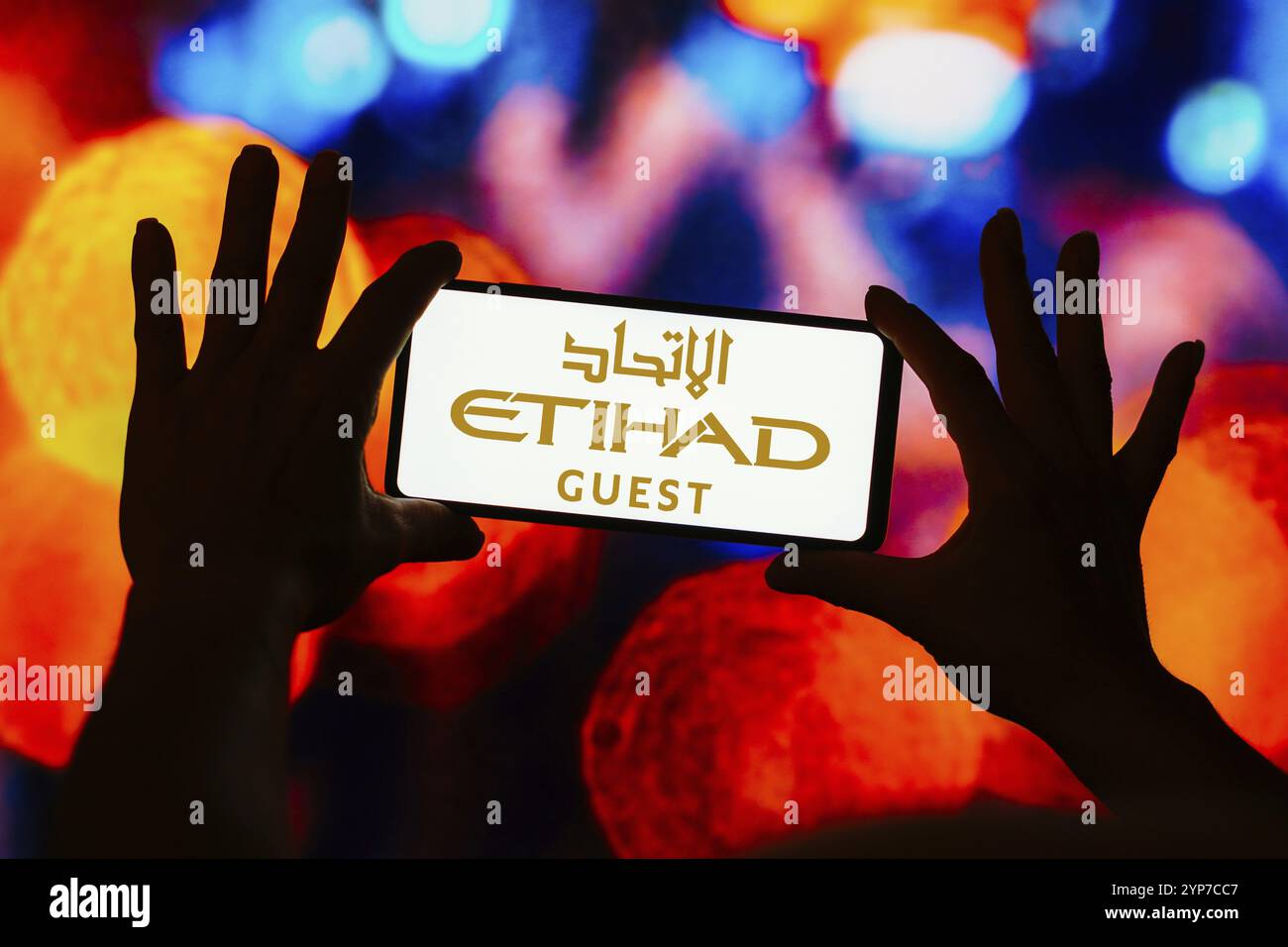 In this photo illustration, the Etihad Guest (Etihad Airways) logo seen ...
