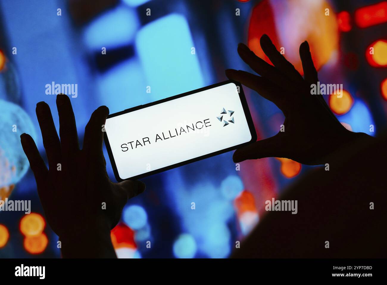 In this photo illustration, the Star Alliance logo seen displayed on a ...
