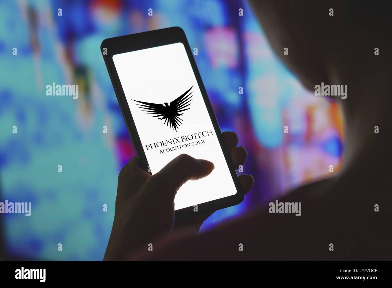 In this photo illustration, the Phoenix Biotech Acquisition logo is displayed on a smartphone ...