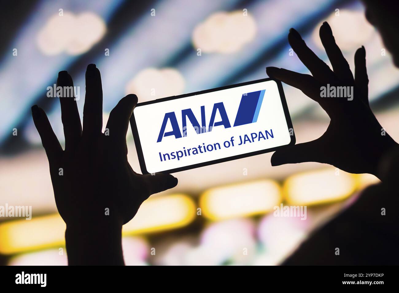 In this photo illustration, the All Nippon Airways (ANA) logo is ...