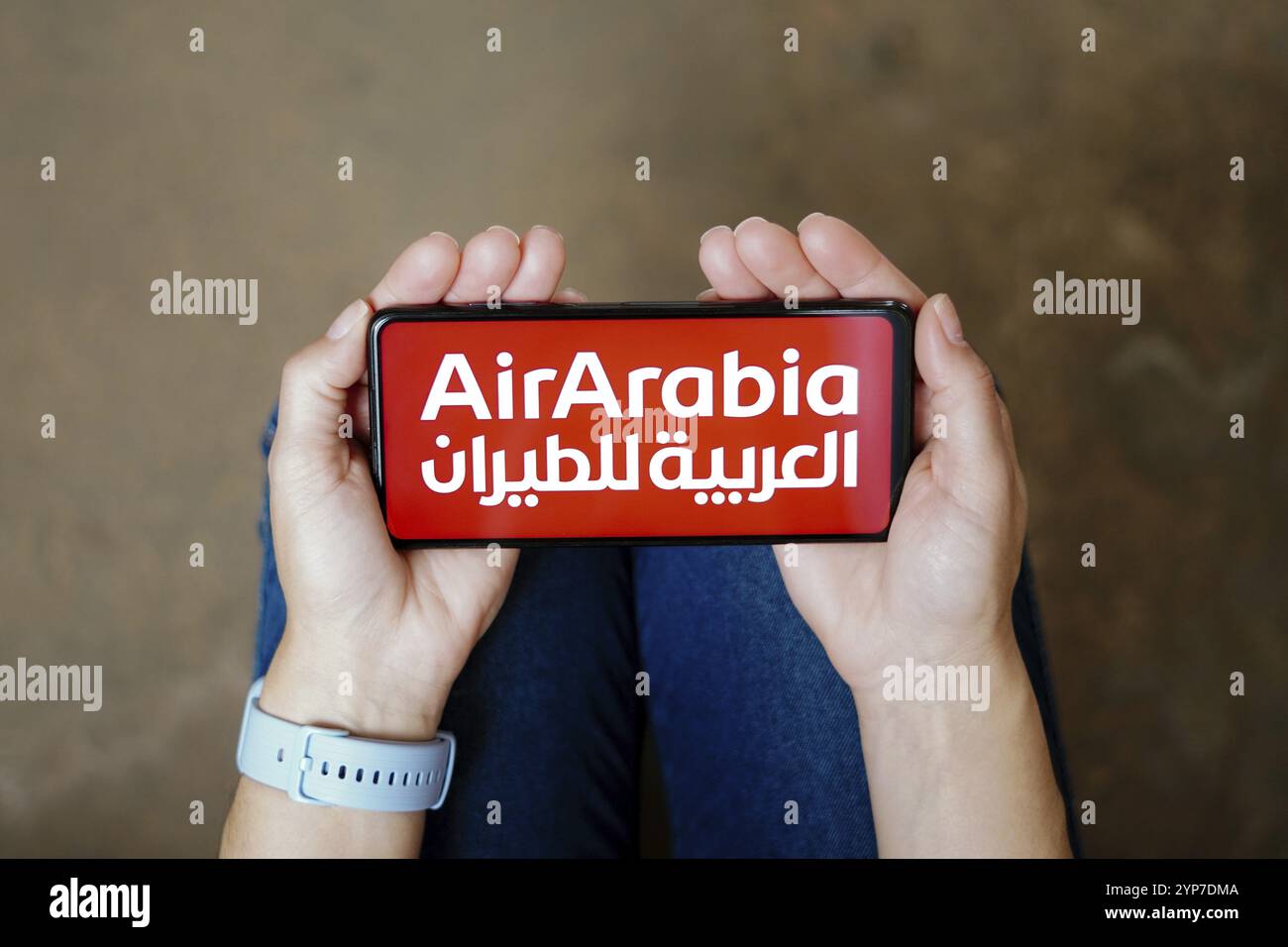 In this photo illustration, the Air Arabia logo seen displayed on a ...