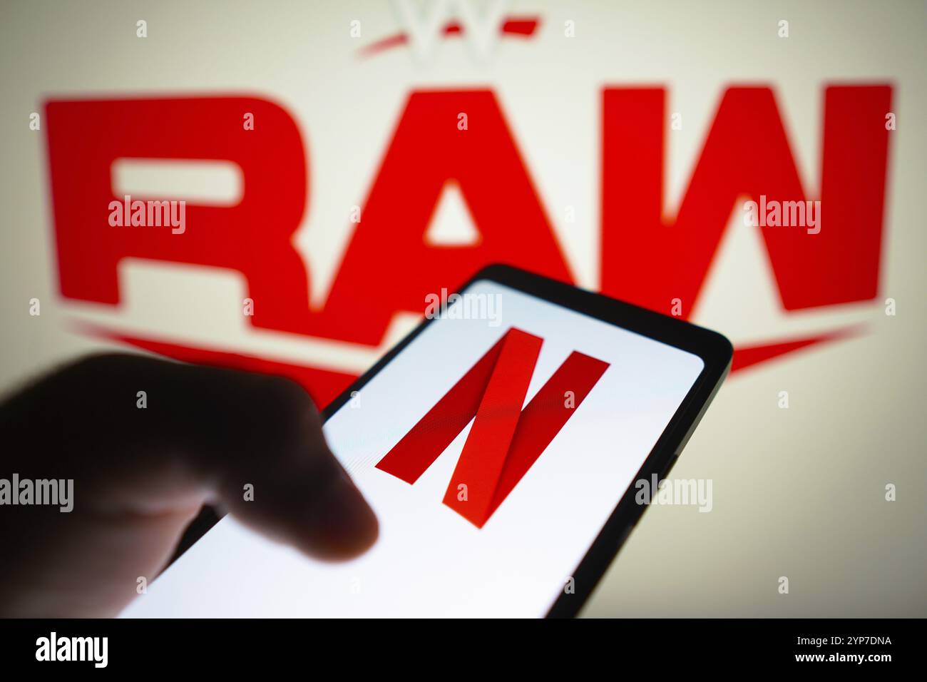 In this photo illustration, the Netflix logo is displayed on a ...
