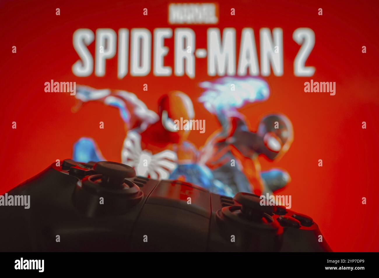 In this photo illustration, the Marvel's Spider-Man 2 logo game is ...