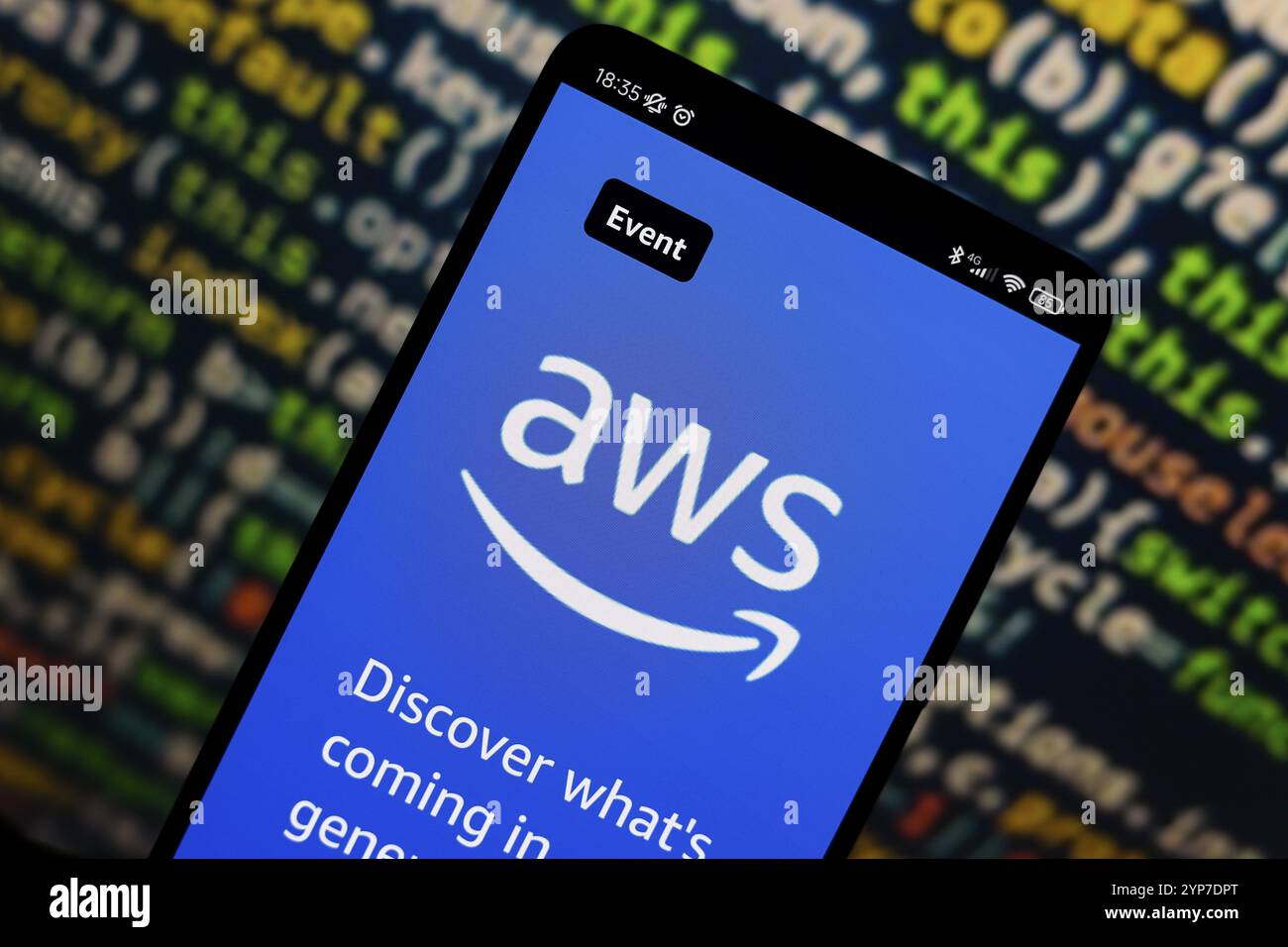 In this photo illustration, the Amazon Web Services (AWS) logo is ...