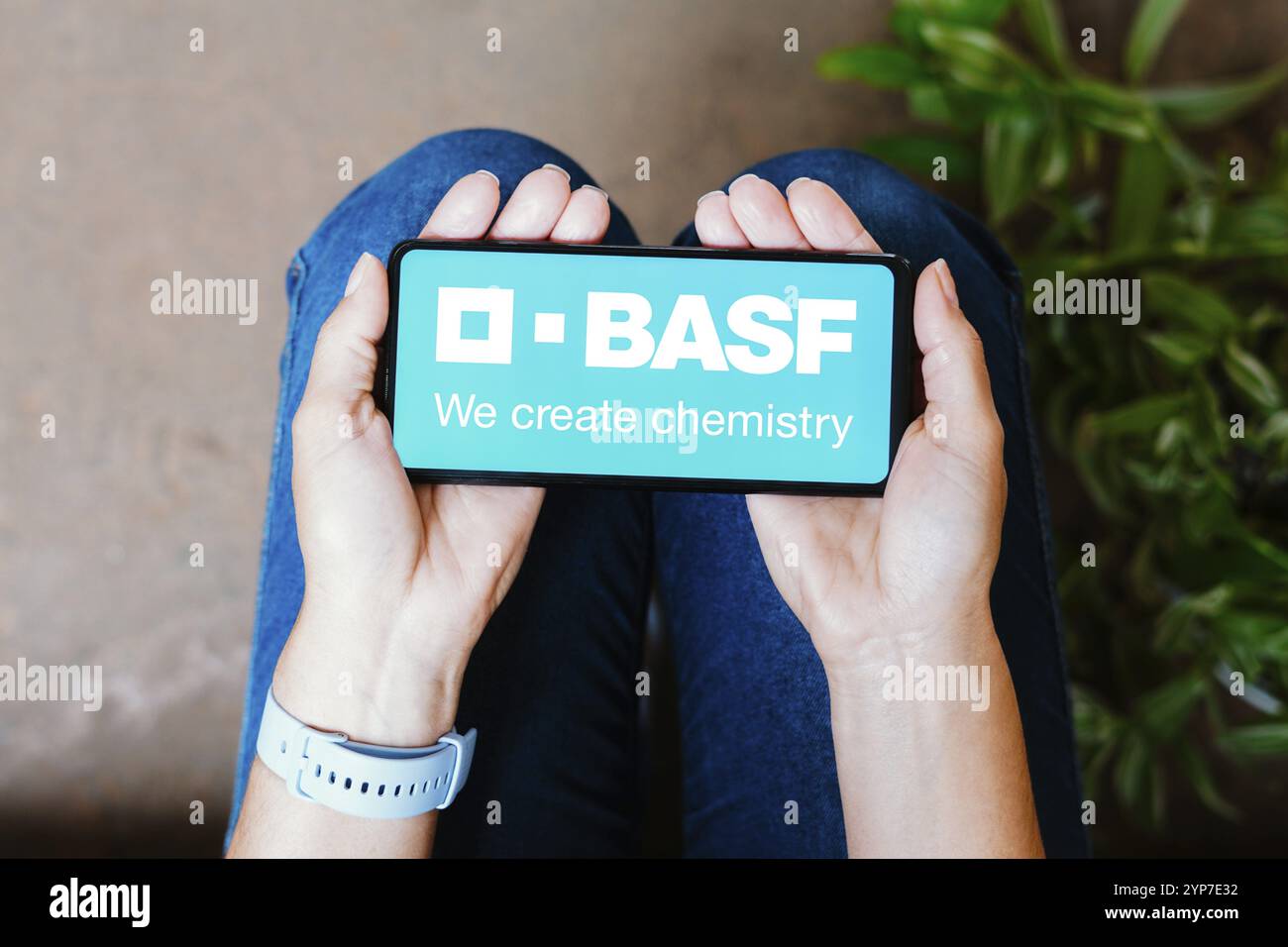 In this photo illustration, the BASF logo is displayed on a smartphone ...