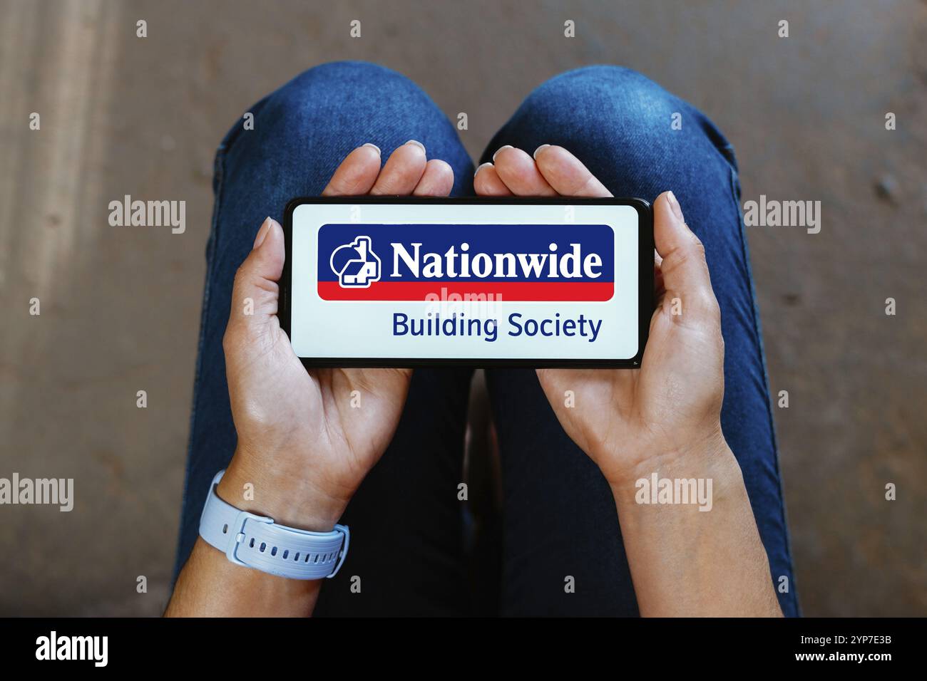 In this photo illustration, the Nationwide Building Society logo is ...