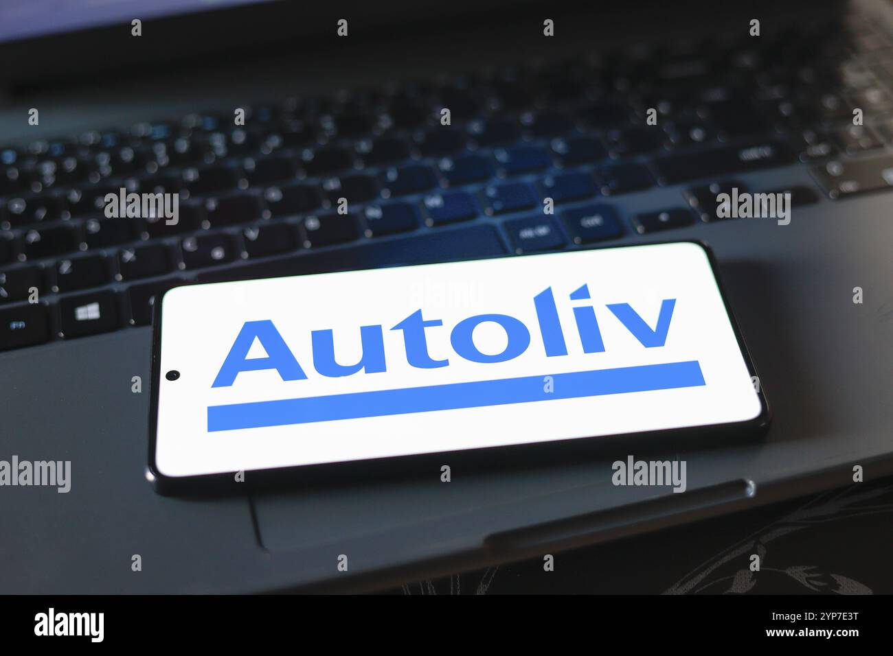 In this photo illustration, the Autoliv logo is displayed on a smartphone screen Stock Photo - Alamy