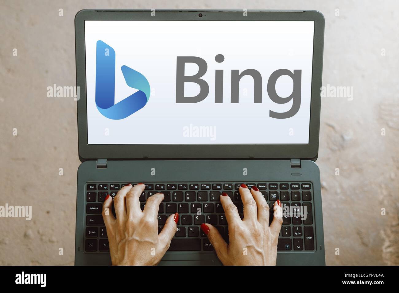 In this photo illustration, the Microsoft Bing logo is displayed on a ...