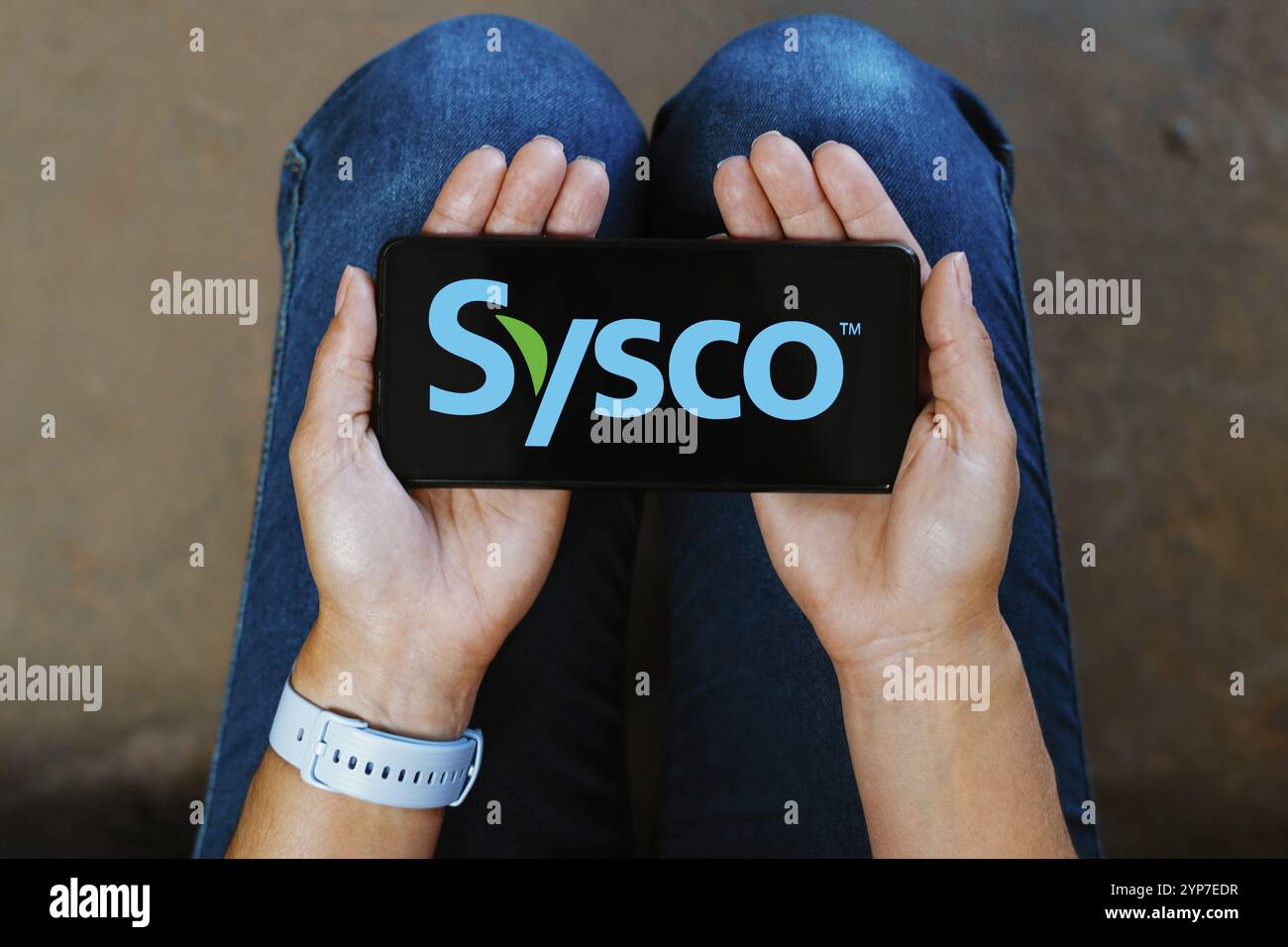 In this photo illustration, the Sysco Corporation logo is displayed on ...
