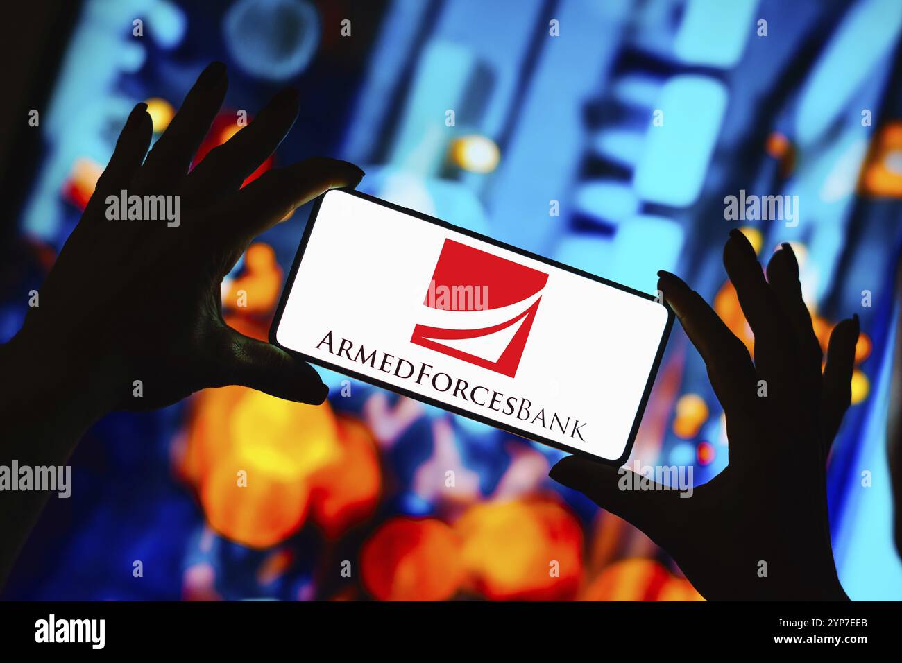 In this photo illustration, the Armed Forces Bank logo is displayed on ...
