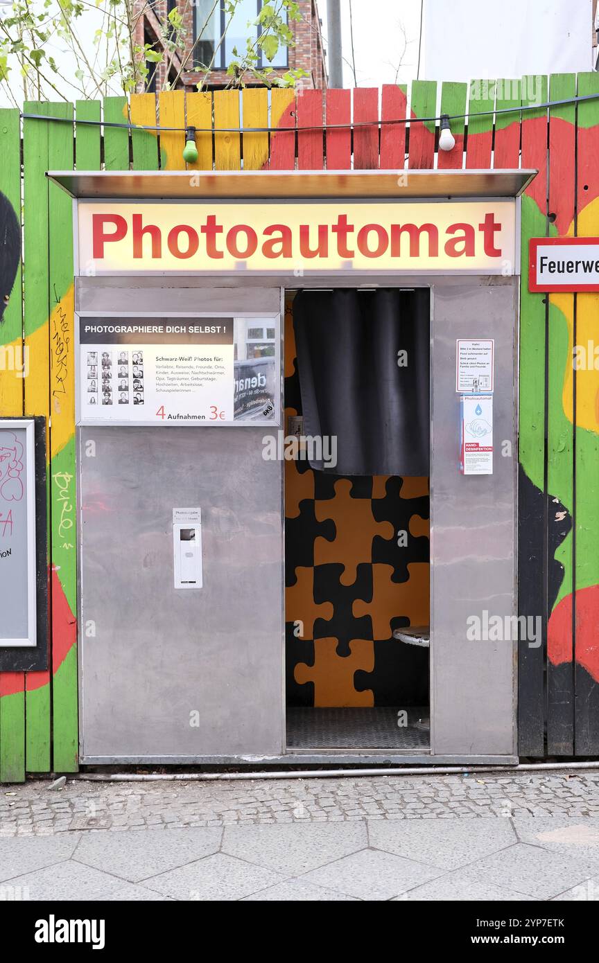 Berlin, Germany, December 17, 2021, photo booth in front of colorful ...