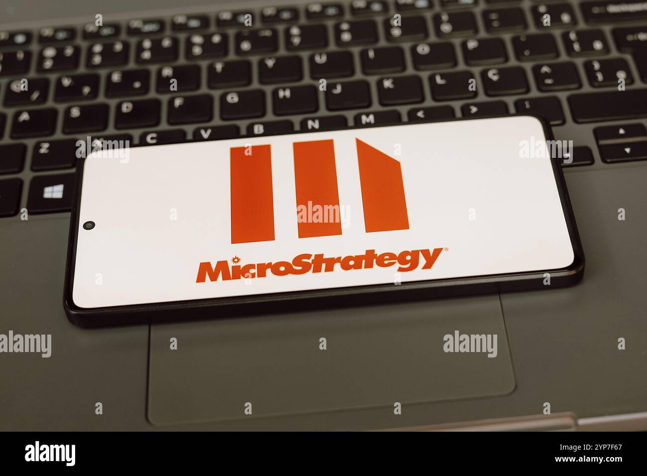 In this photo illustration, the MicroStrategy Incorporated logo is ...